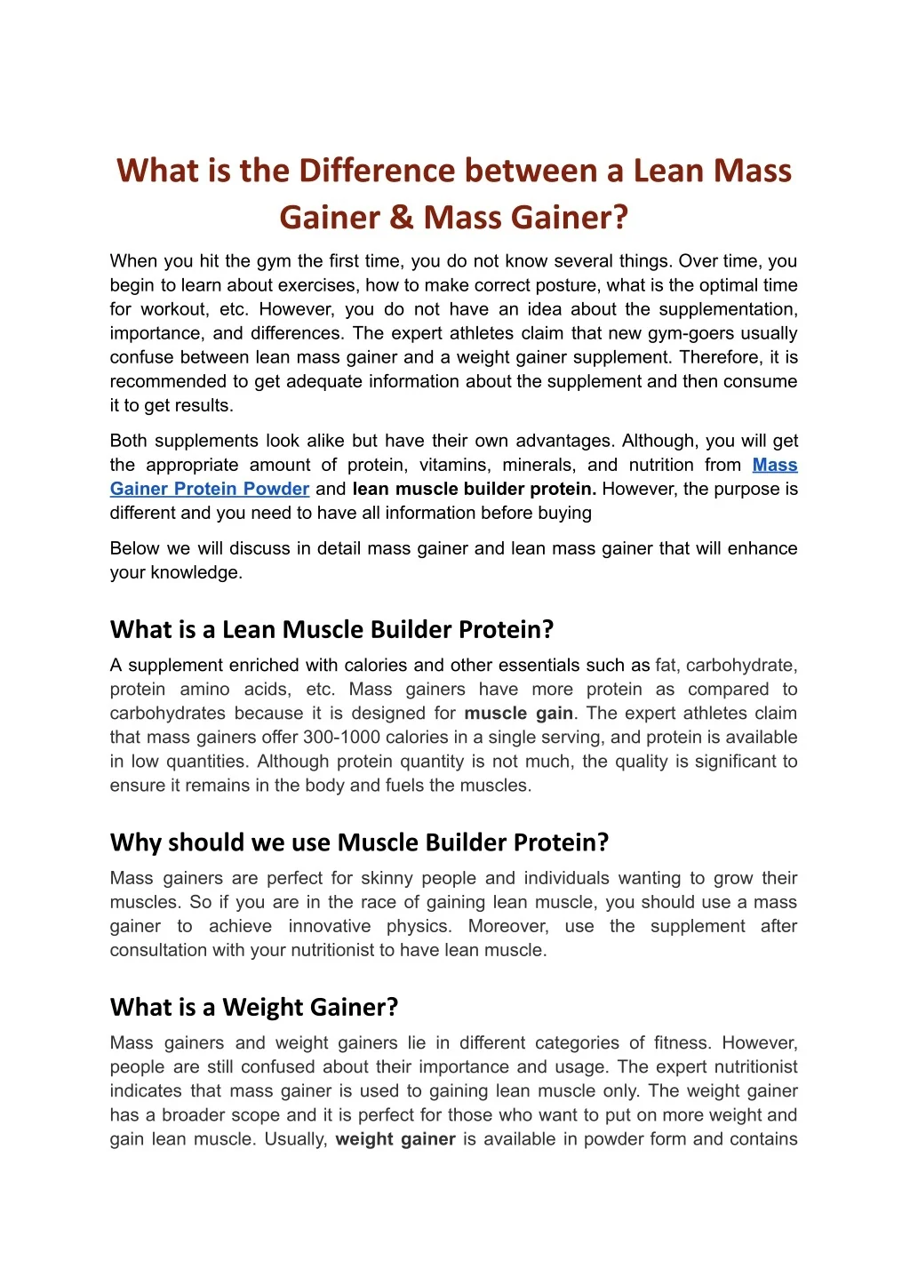 PPT - What is the difference between lean mass gainer and mass gainer ...