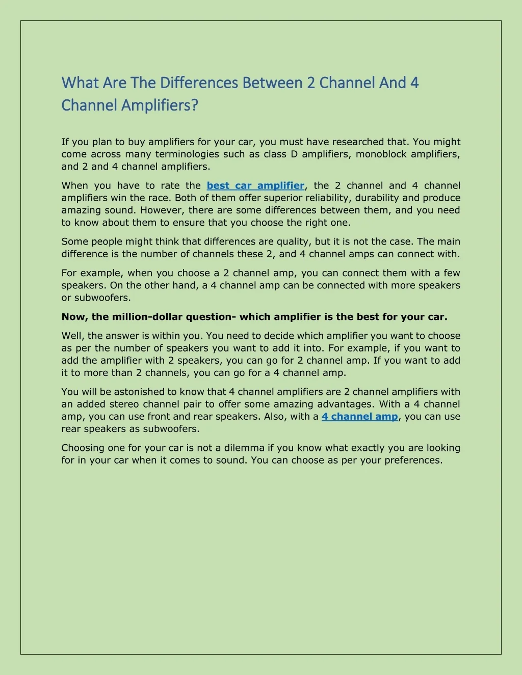PPT - What Are The Differences Between 2 Channel And 4 Channel ...