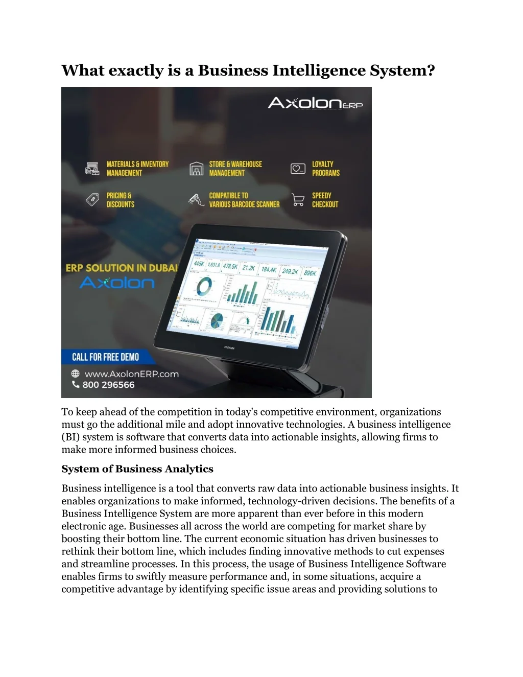 PPT - What exactly is a Business Intelligence System PowerPoint ...