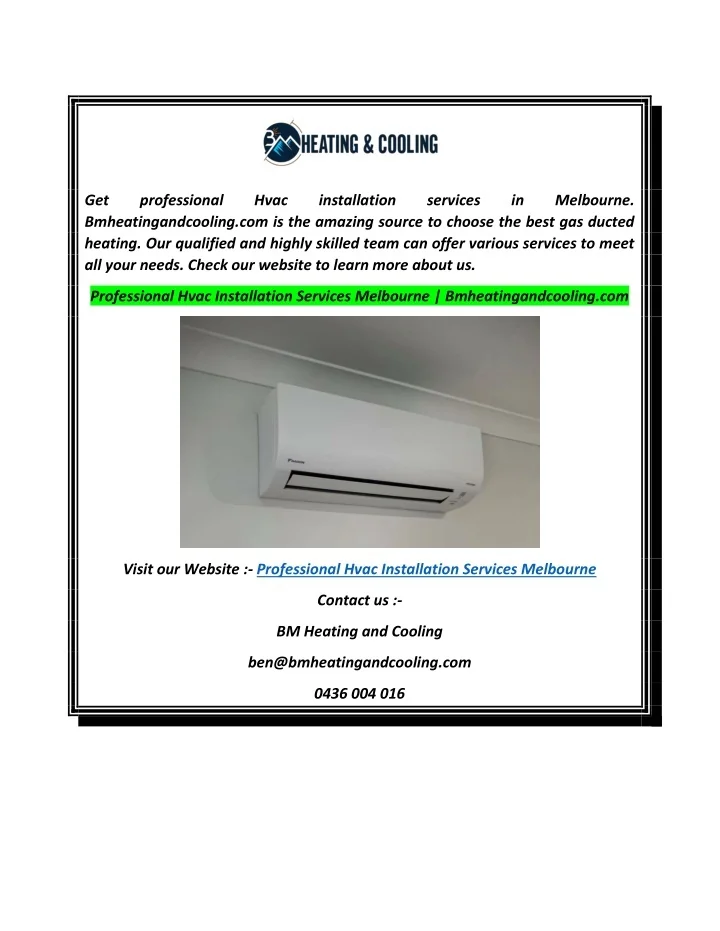 PPT - Professional Hvac Installation Services Melbourne ...