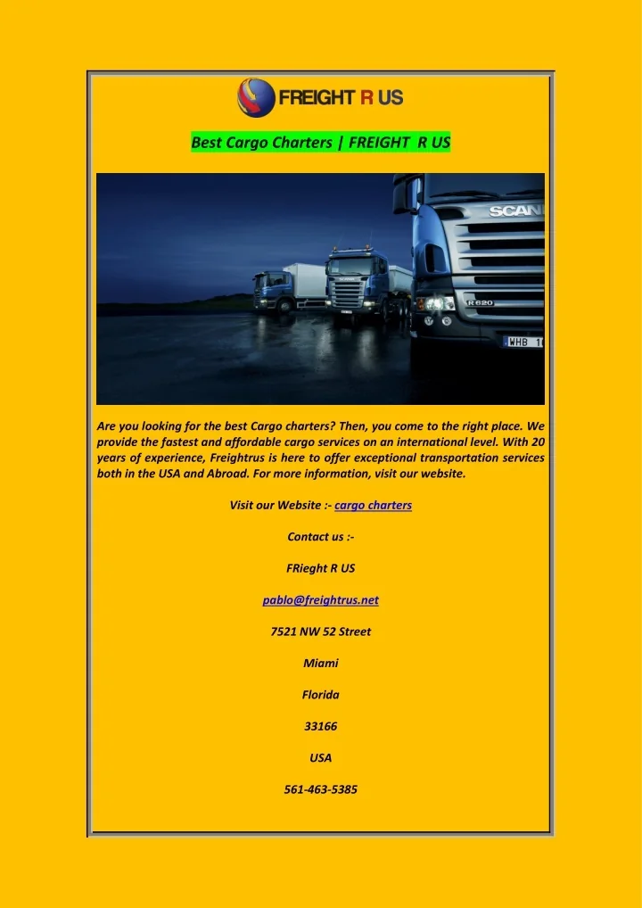 PPT - Best Cargo Charters FREIGHT R US PowerPoint Presentation, free ...