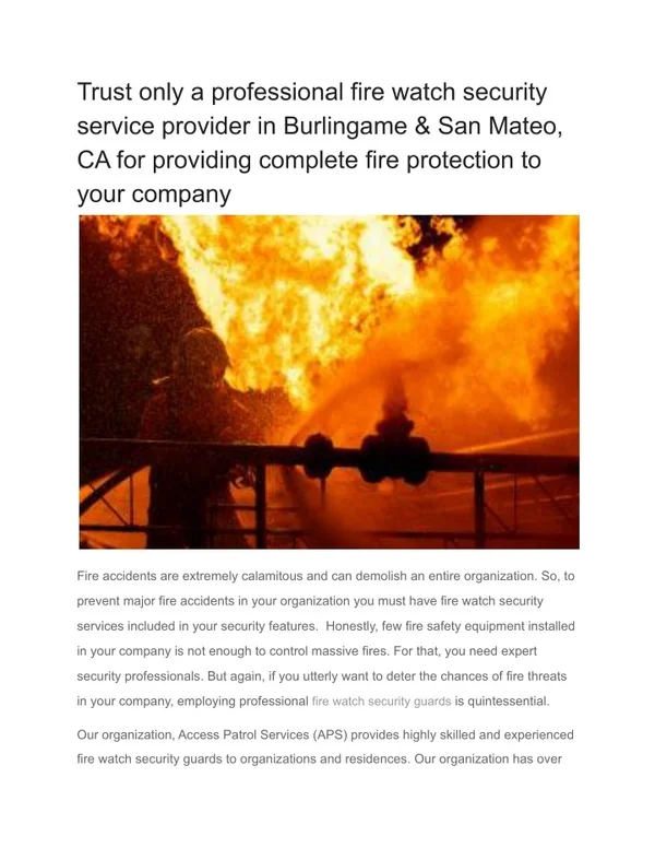 PPT - Trust only a professional fire watch security service provider in ...