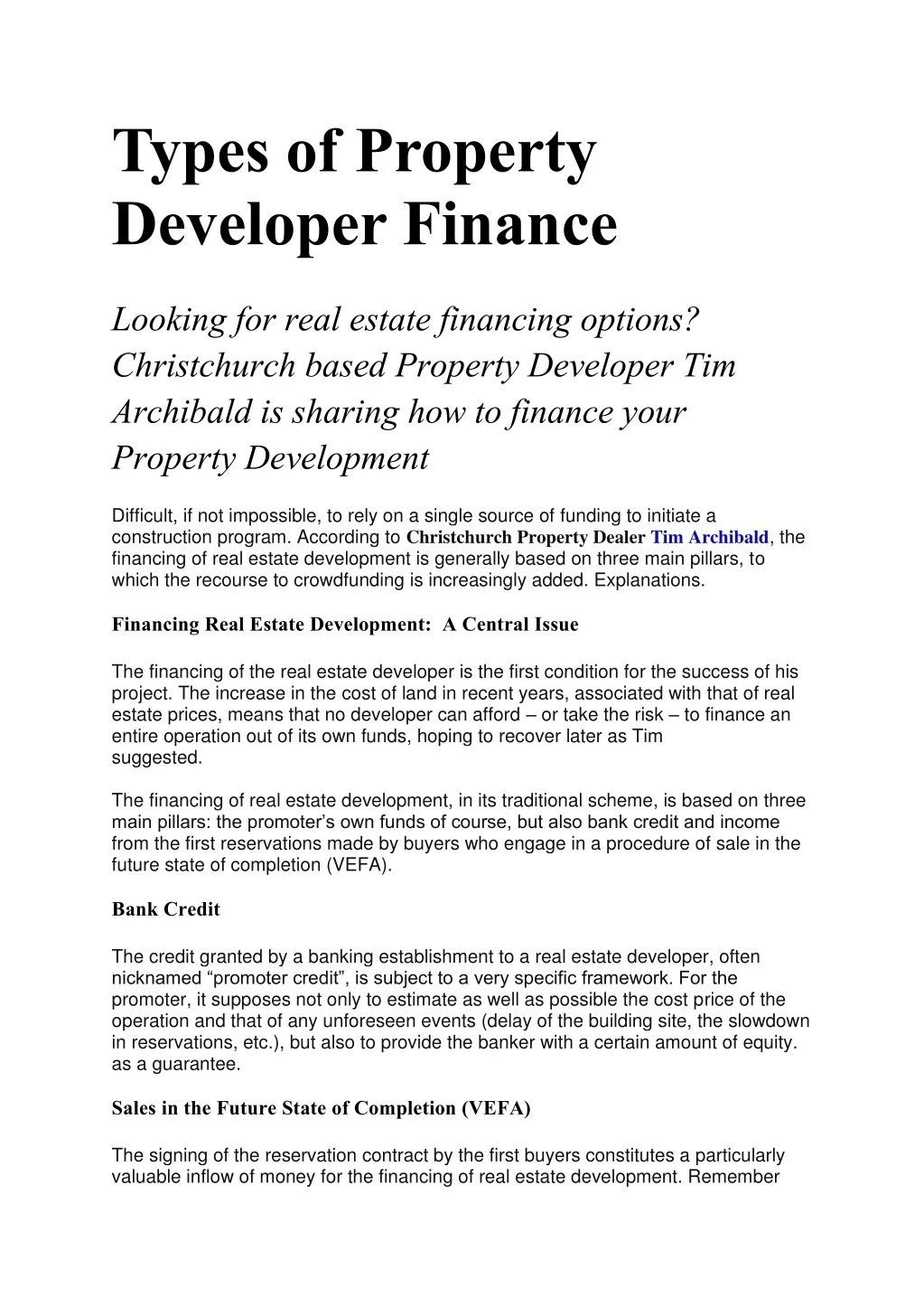 PPT - Types of Property Developer Finance PowerPoint Presentation, free ...