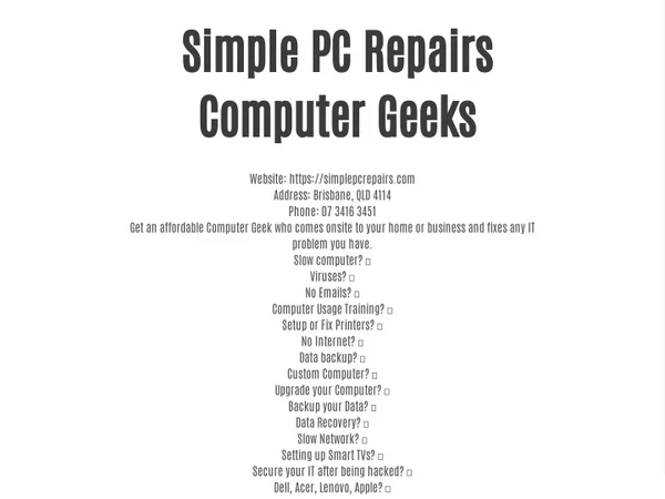 Simple PC Repairs Computer Geeks Online Presentations Channel