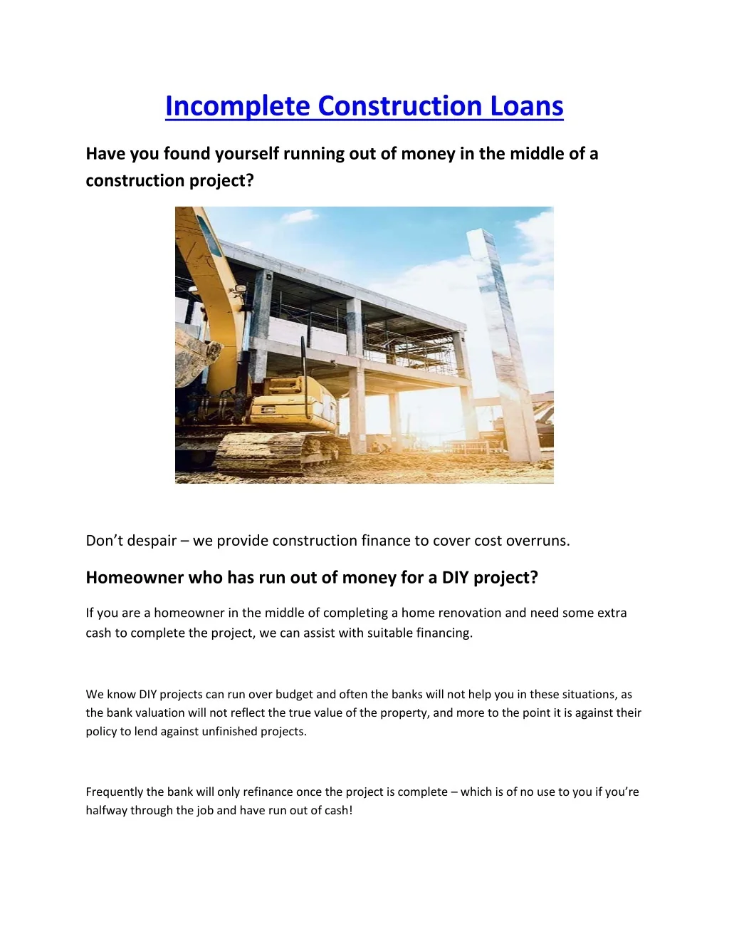 PPT - Incomplete Construction Loans PowerPoint Presentation, free ...