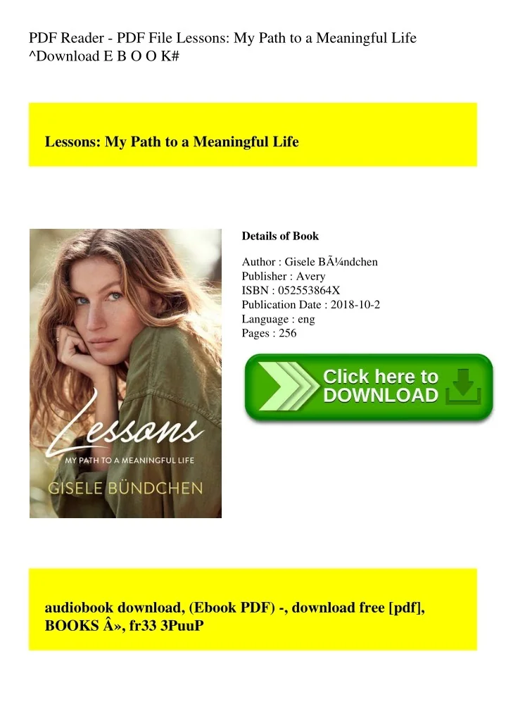 PPT - PDF Reader - PDF File Lessons My Path to a Meaningful Life ...