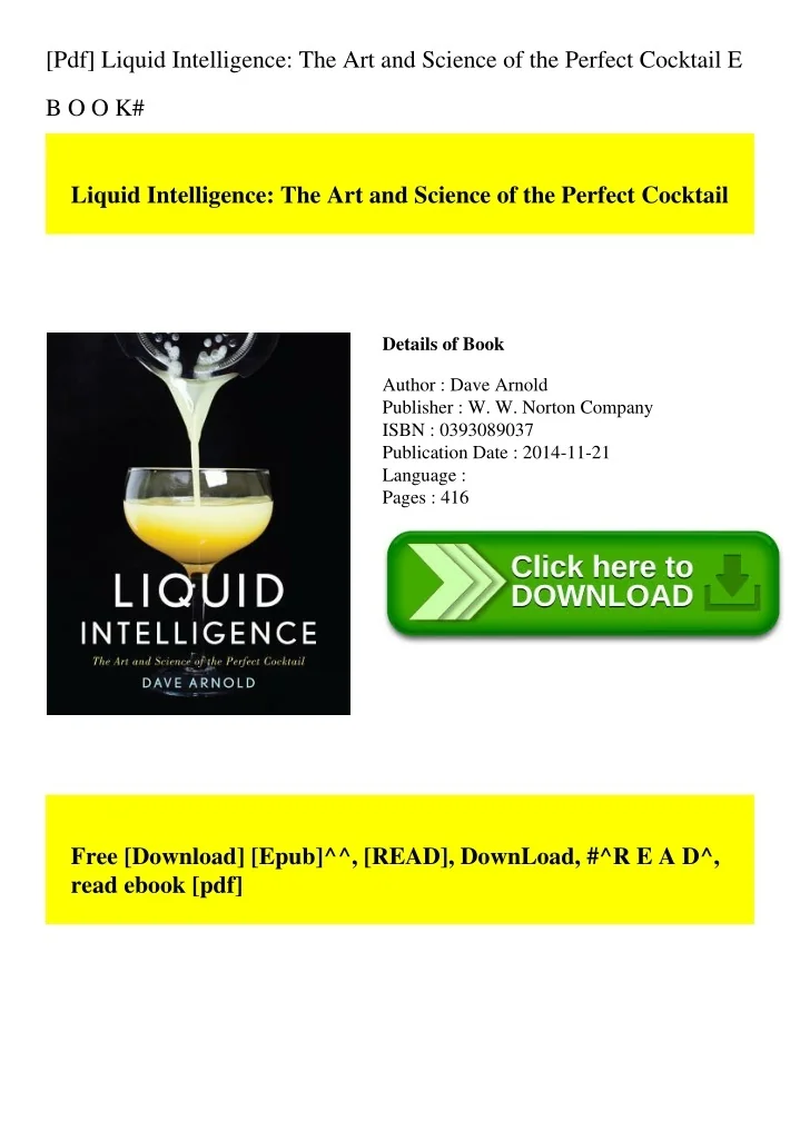PPT - [Pdf] Liquid Intelligence The Art and Science of the Perfect ...