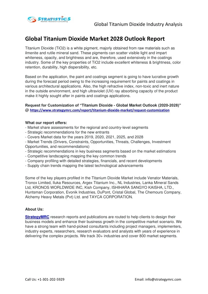 PPT - Global Titanium Dioxide Market Drivers, Opportunities ...