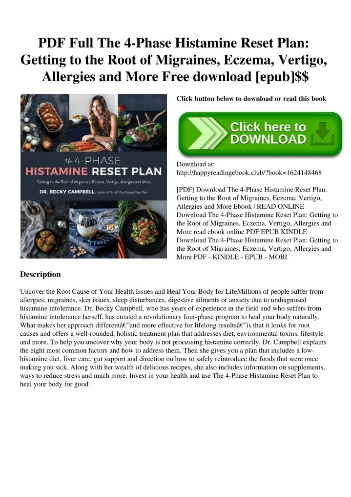 PPT - PDF Full The 4-Phase Histamine Reset Plan Getting to the Root of Migraines Eczema Vertigo ...