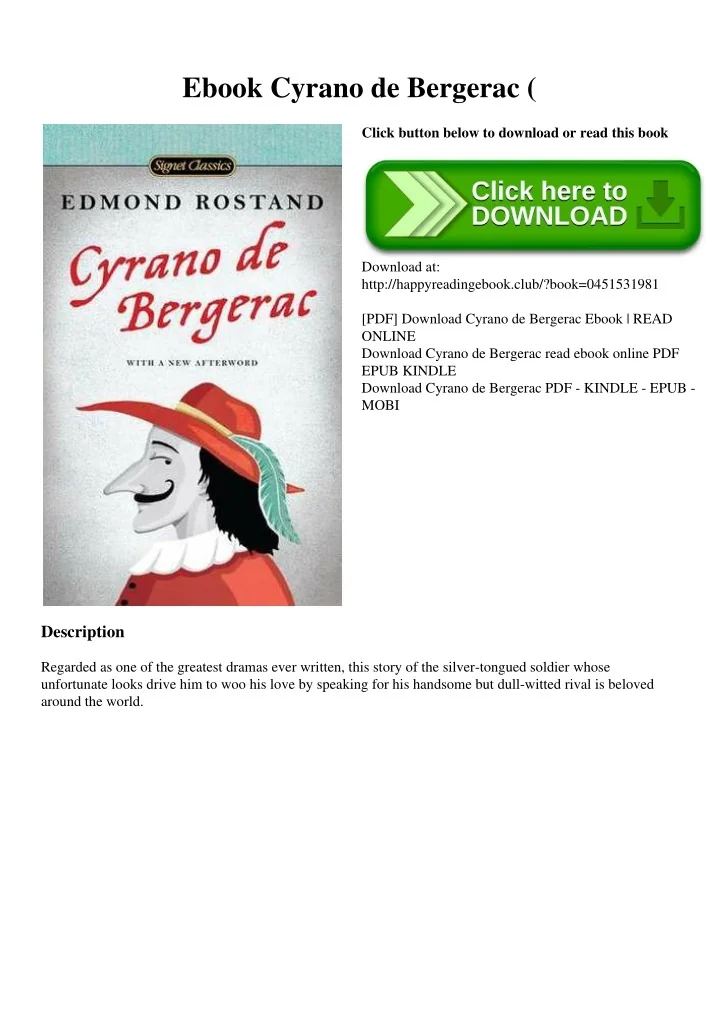 PPT - Ebook Cyrano de Bergerac (B.O.O.K.$ PowerPoint Presentation, free ...
