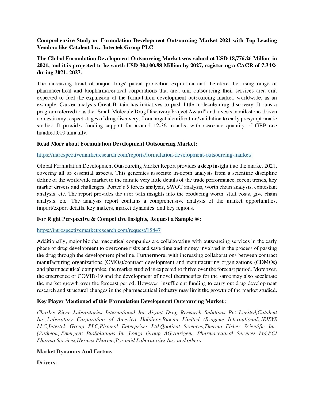 PPT - Comprehensive Study on Formulation Development Outsourcing Market ...