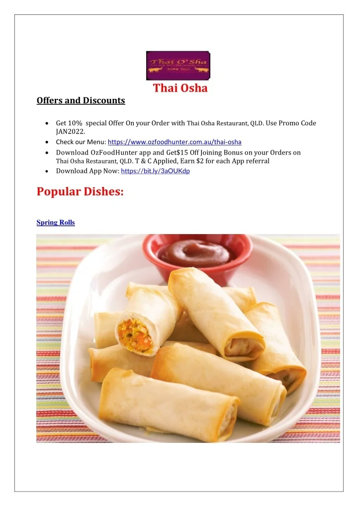 PPT - Thai Osha Restaurant Aspley Takeaway Menu, QLD PowerPoint ...