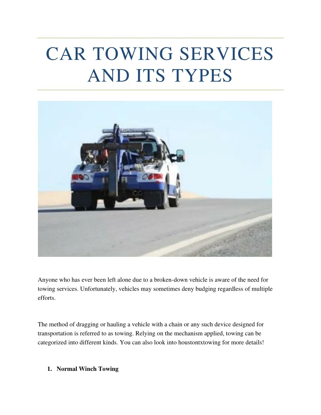 PPT - Car Towing Services And Its Types PowerPoint Presentation, free ...
