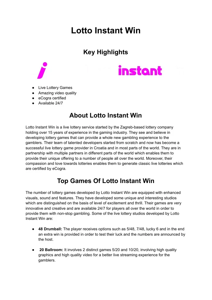 PPT - Casino Game Provider - Lotto Instant Win PowerPoint Presentation ...