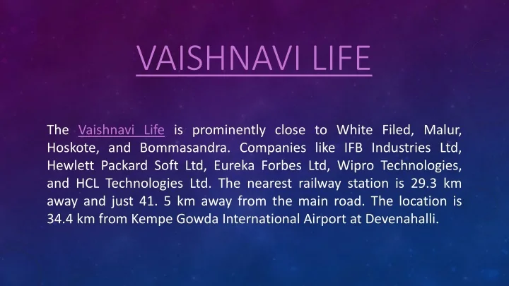 PPT - Vaishnavi Life Apartment At Devanahalli, Bangalore PowerPoint ...