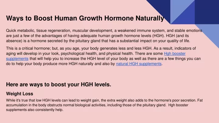 Ppt Ways To Boost Human Growth Hormone Naturally Powerpoint