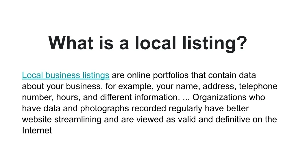 PPT - What is a local listing_ PowerPoint Presentation, free download ...