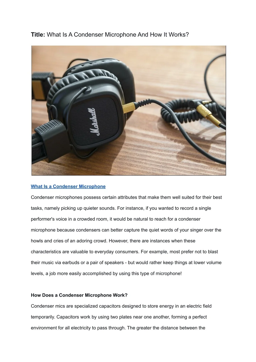 PPT - What Is A Condenser Microphone And How It Works PowerPoint ...