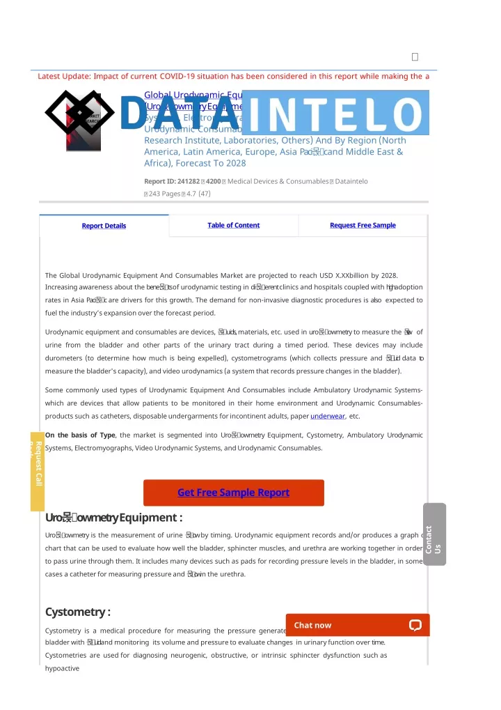 Ppt Urodynamic Equipment And Consumables Market Research Report 2021
