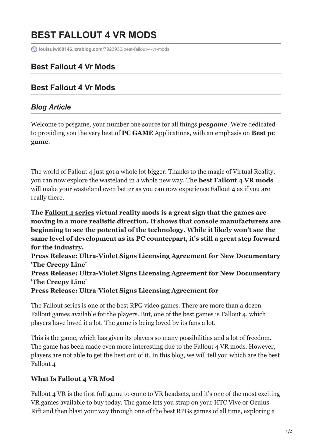 PPT - BEST FALLOUT 4 VR MODS PowerPoint Presentation, free download ...