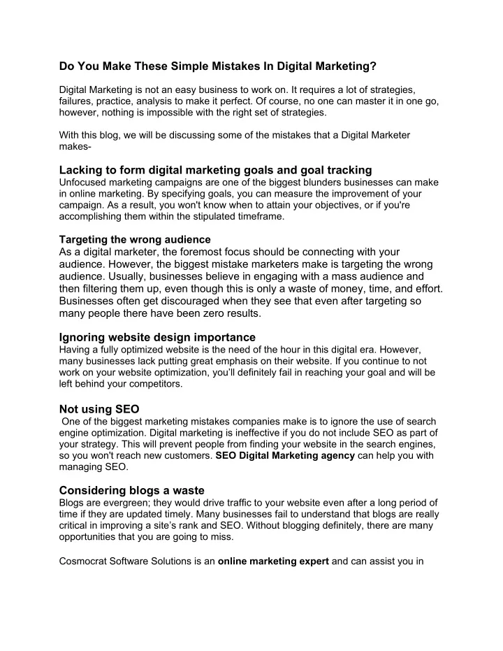 Ppt Do You Make These Simple Mistakes In Digital Marketing 17 Dec