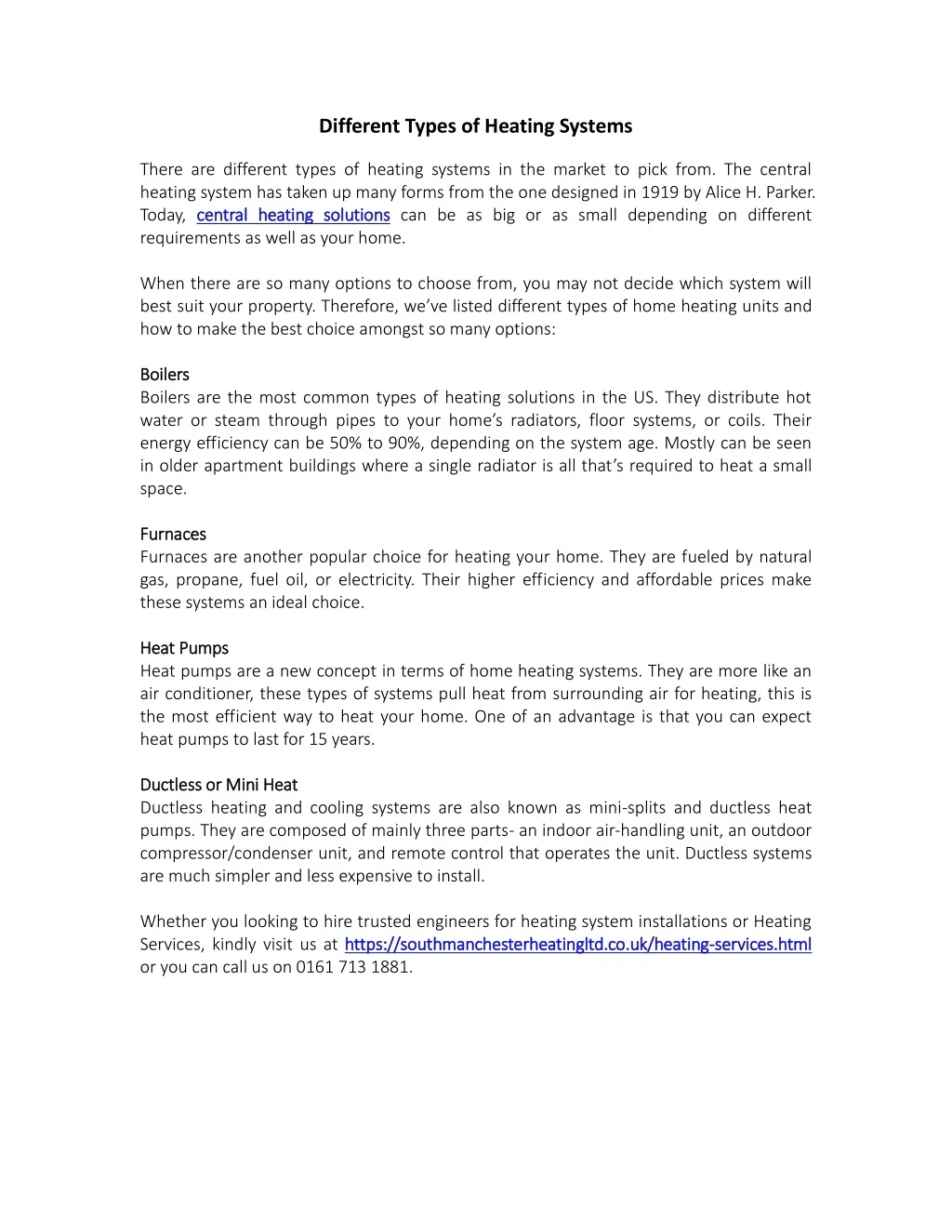 PPT - Different Types of Heating Systems PowerPoint Presentation, free ...