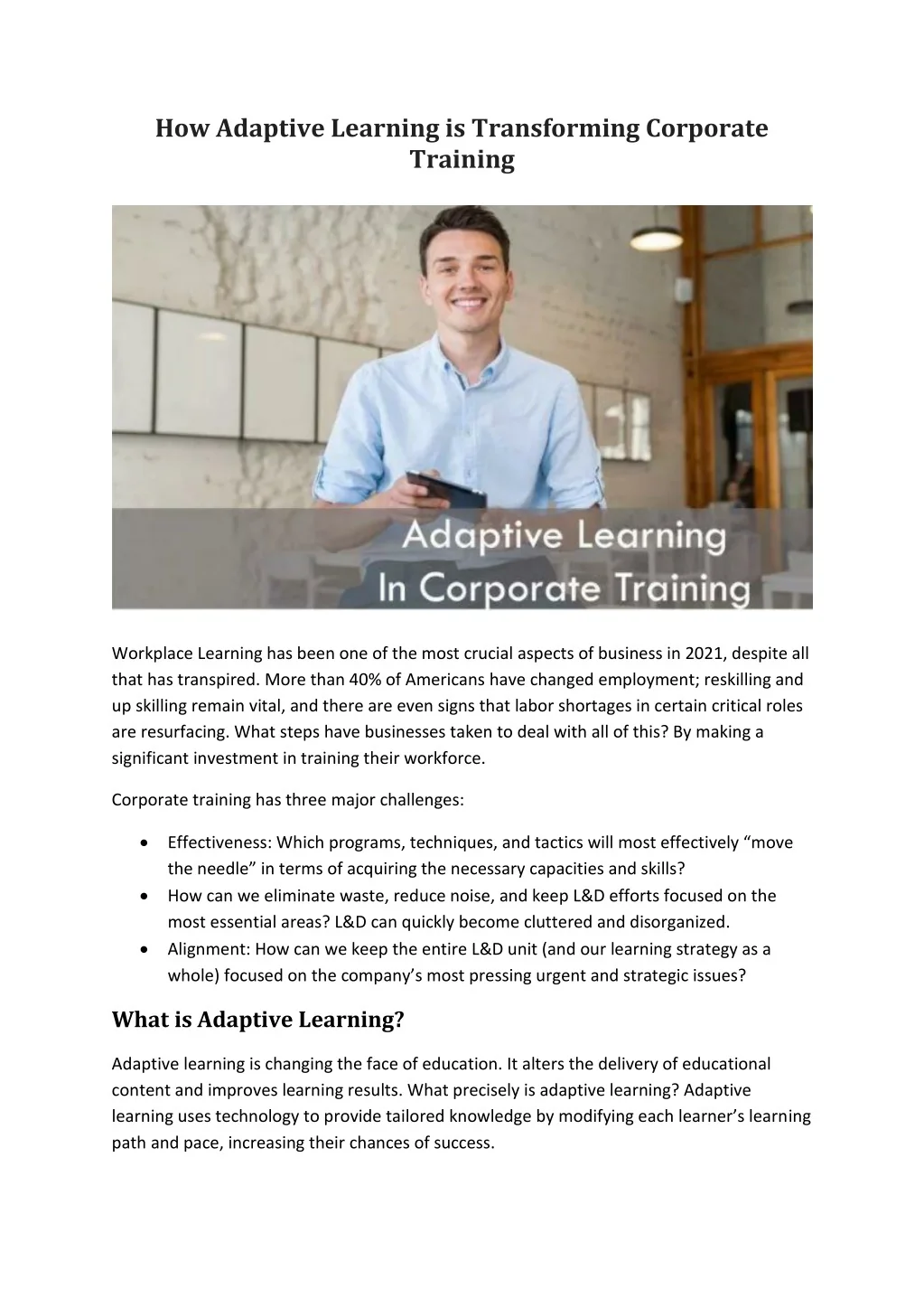 PPT - How Adaptive Learning is Transforming Corporate Training ...