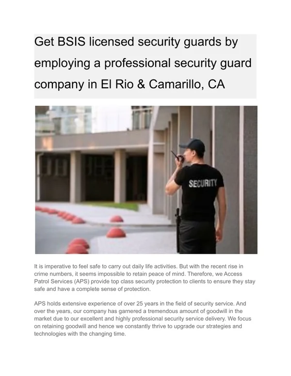 PPT - Get BSIS licensed security guards by employing a professional ...