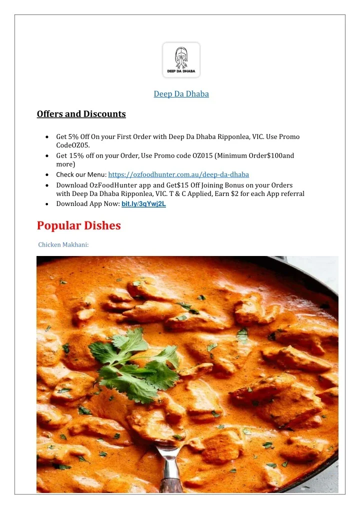 PPT - 10% off - Deep Da Dhaba Indian food takeaway Ripponlea Menu,VIC ...