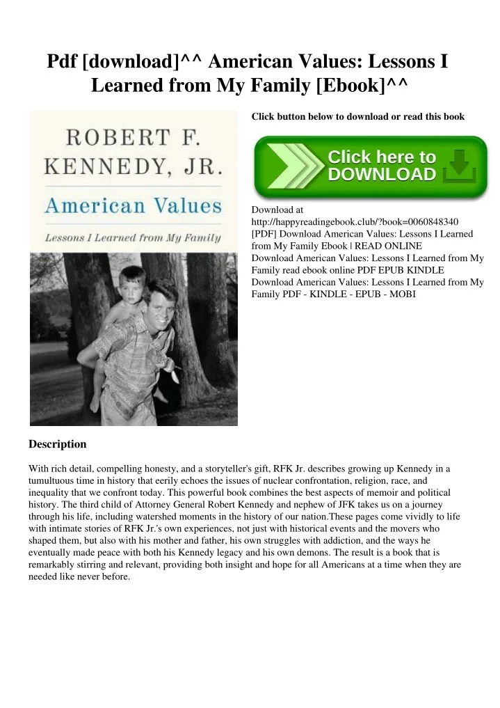 PPT - Pdf [download]^^ American Values Lessons I Learned from My Family ...