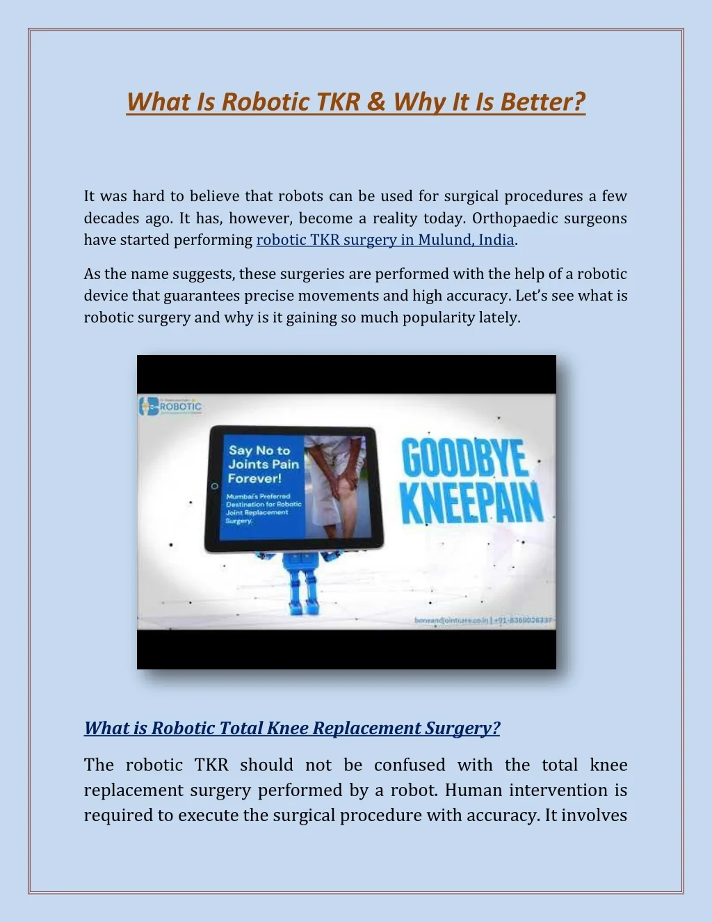 PPT - What Is Robotic TKR & Why It Is Better : Robotic Knee Replacement ...