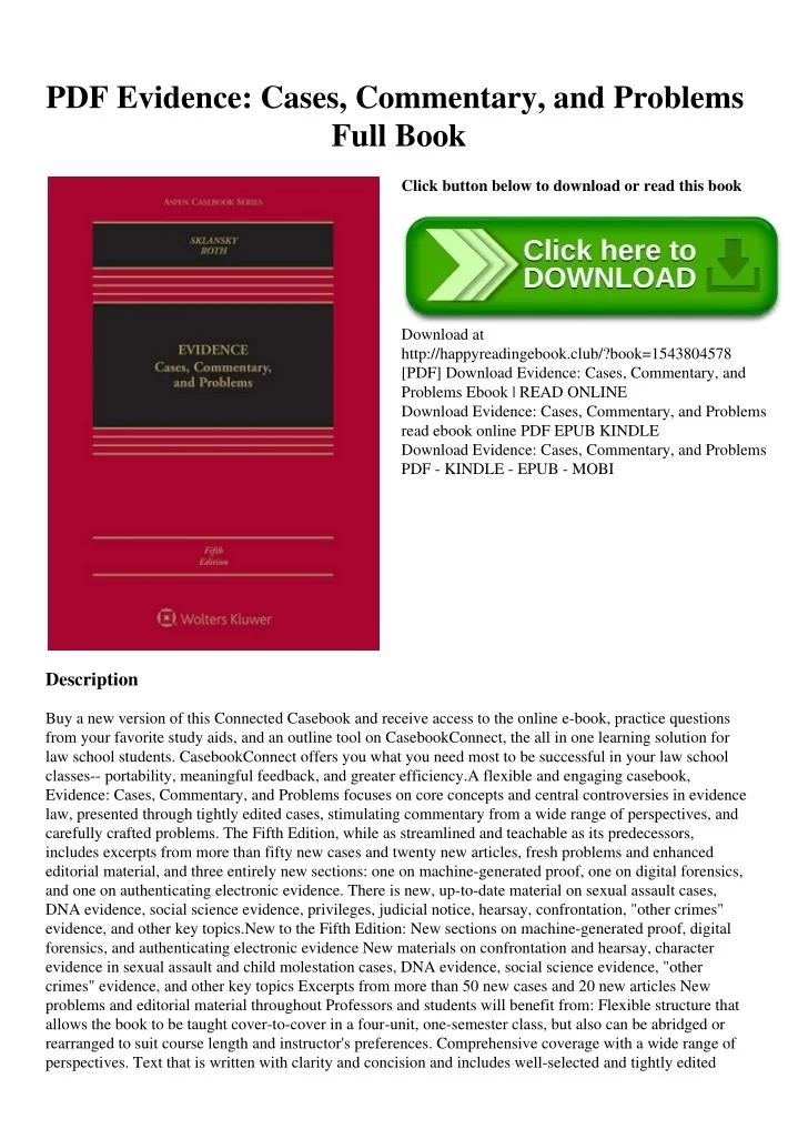 PPT - READ PDF Evidence Cases Commentary and Problems Full Book ...