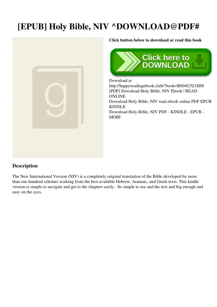 PPT - [EPUB] Holy Bible NIV ^DOWNLOAD@PDF# PowerPoint Presentation ...