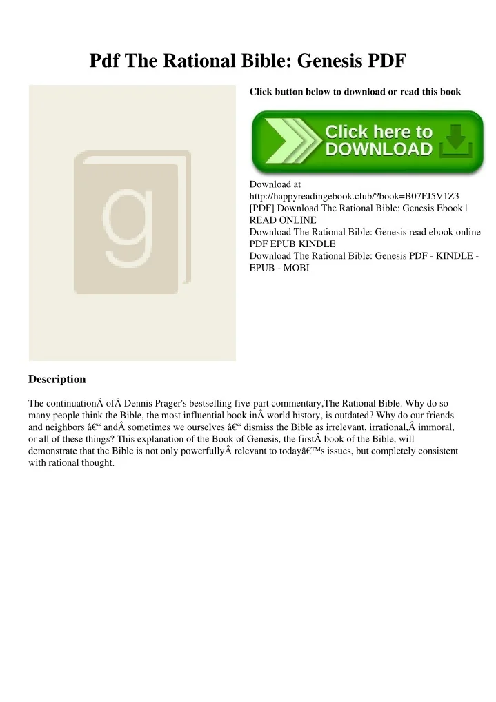 PPT - Pdf The Rational Bible Genesis PDF PowerPoint Presentation, free ...