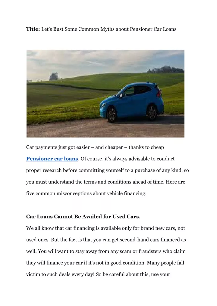 PPT - Let’s Bust Some Common Myths about Pensioner Car Loans PowerPoint ... PPT - Let’s Bust Some Common Myths about Pensioner Car Loans PowerPoint ...