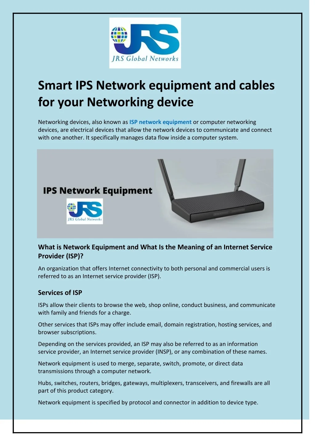 PPT - Smart IPS Network equipment and cables for your Networking device ...