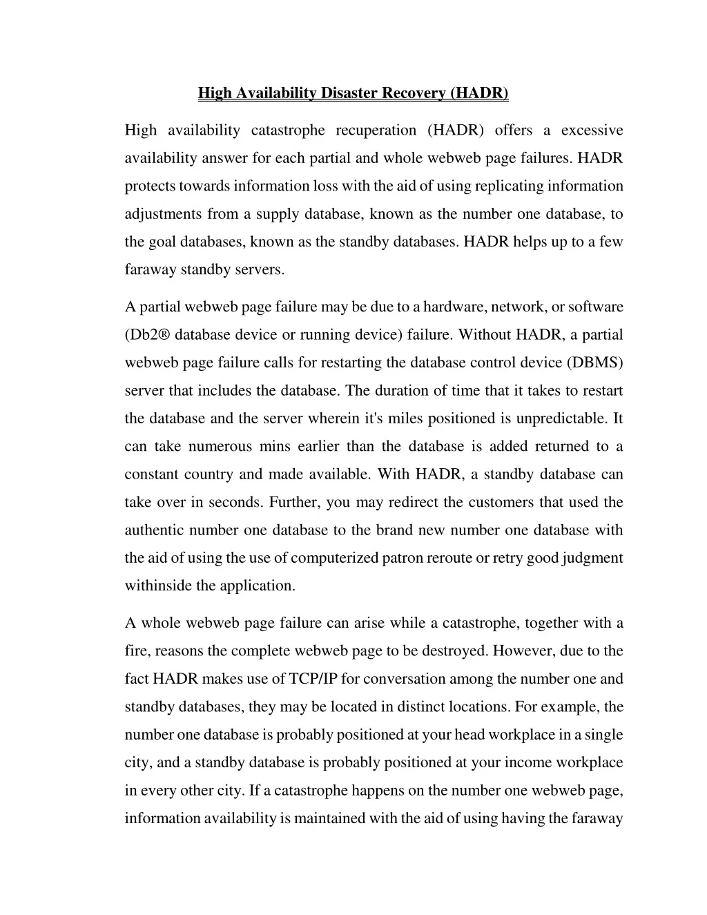 PPT - High Availability Disaster Recovery (HADR) PowerPoint ...