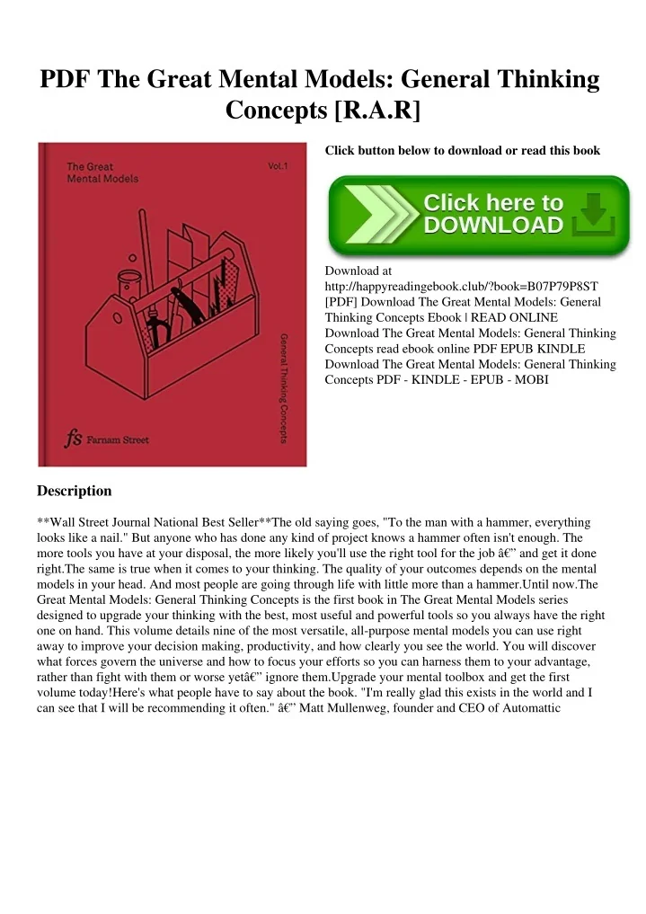 PPT - READ PDF The Great Mental Models General Thinking Concepts [R.A.R ...