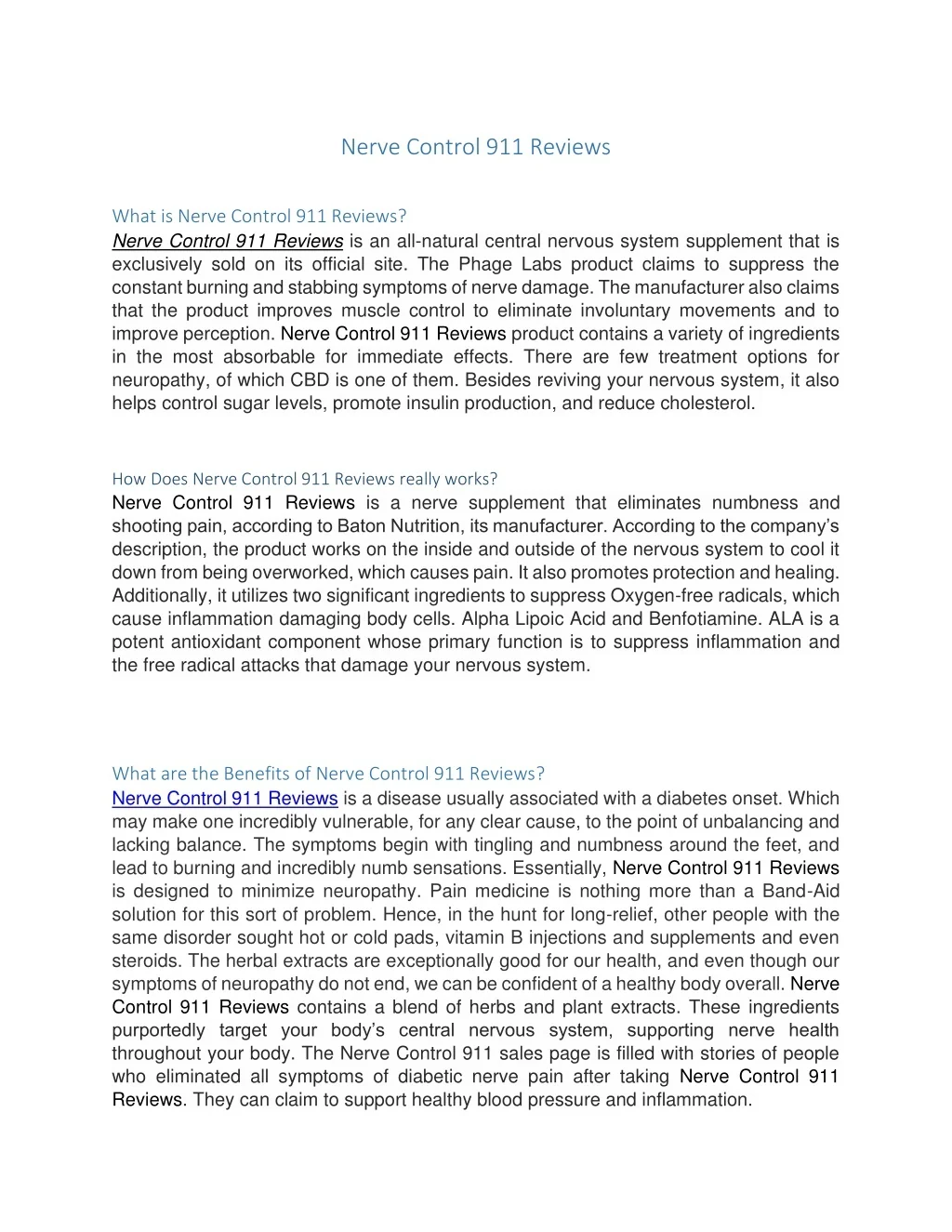 PPT - Nerve Control 911 Reviews PowerPoint Presentation, free download ...