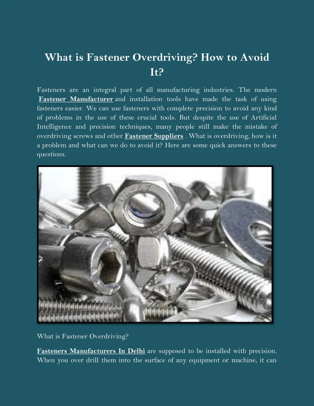 PPT - What is Fastener Overdriving How to Avoid It PowerPoint ...