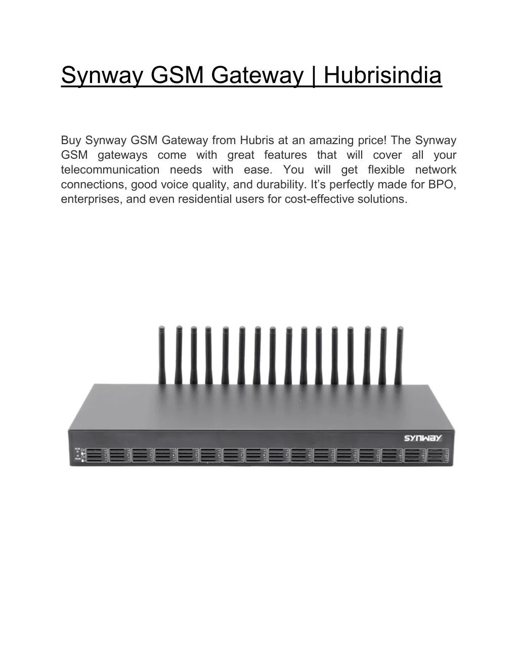 PPT - Synway GSM Gateway | Hubrisindia PowerPoint Presentation, free ...