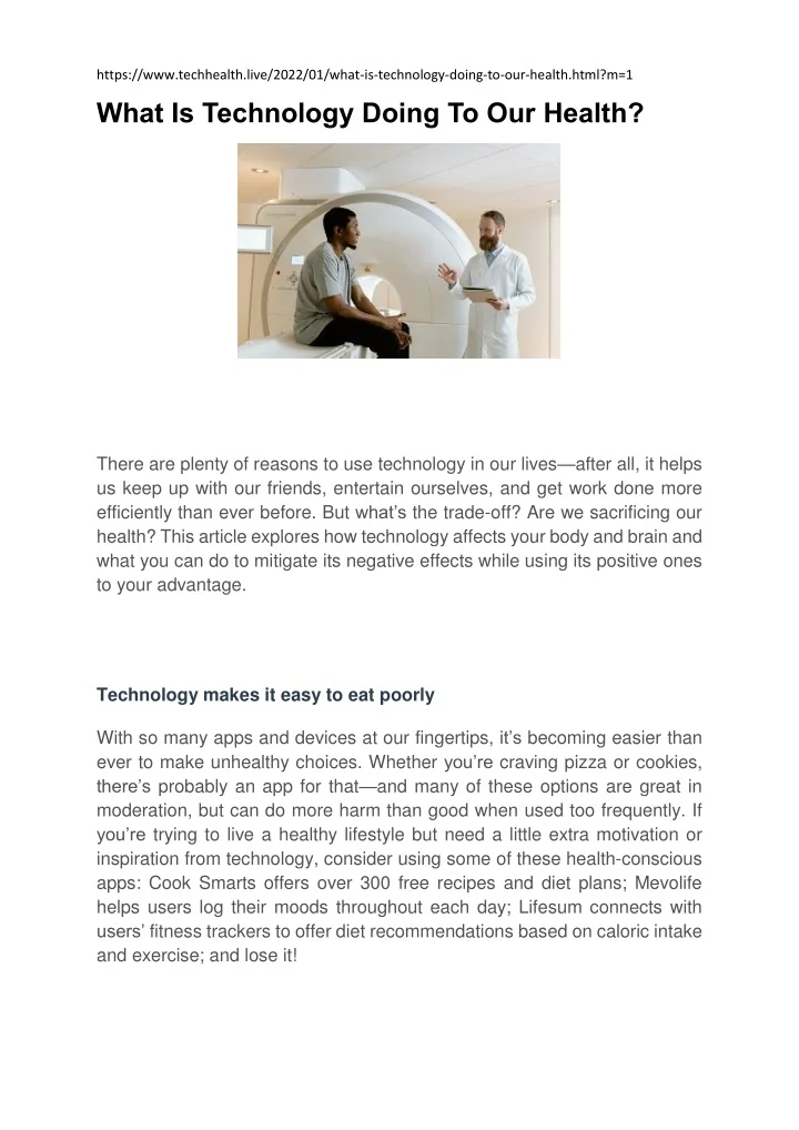 PPT - What Is Technology Doing To Our Health? PowerPoint Presentation ...