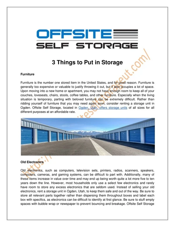 PPT - 3 Things to Put in Storage PowerPoint Presentation, free download ...