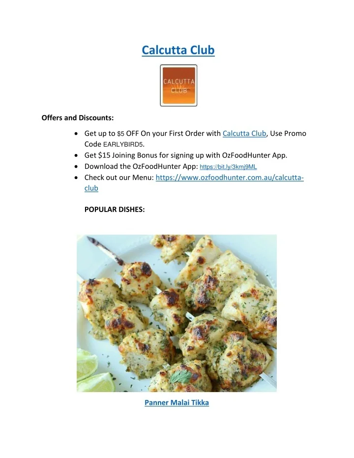 PPT - 5% off - Calcutta Club Indian Williamstown Menu, VIC PowerPoint ...