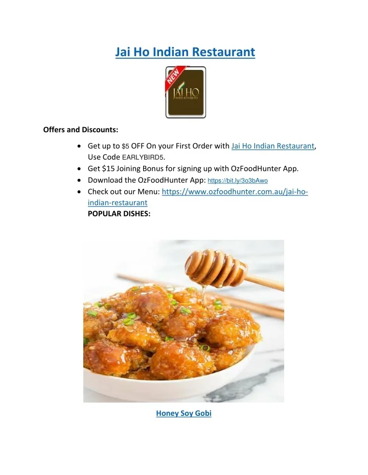 PPT - 5% off - Jai Ho Indian Restaurant Menu Richmond , VIC PowerPoint ...
