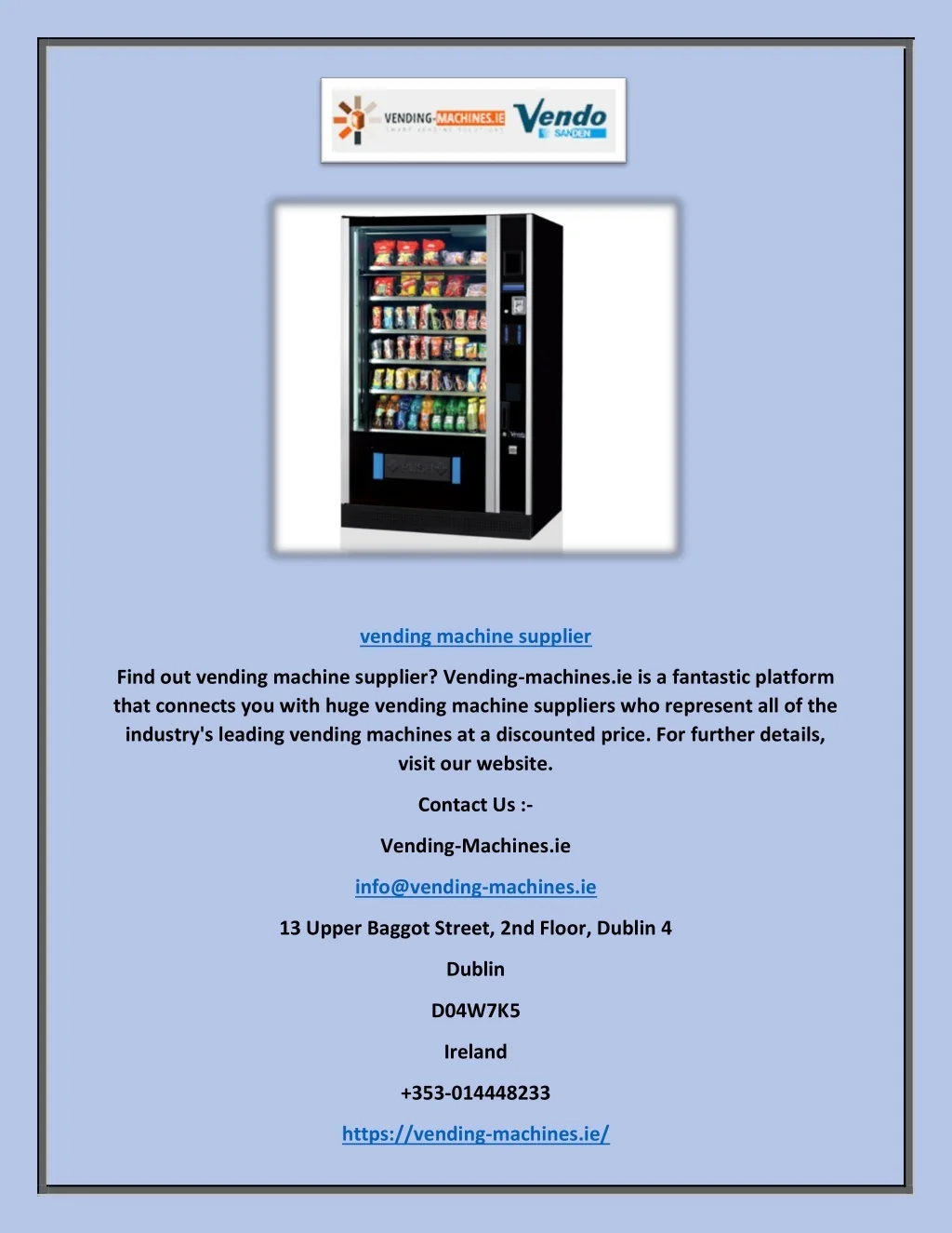 PPT - Vending Machine Supplier | Vending-machines.ie PowerPoint ...