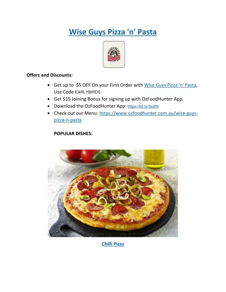 PPT - 5% Off - Wise Guys Pizza 'n' Pasta South Melbourne, VIC ...