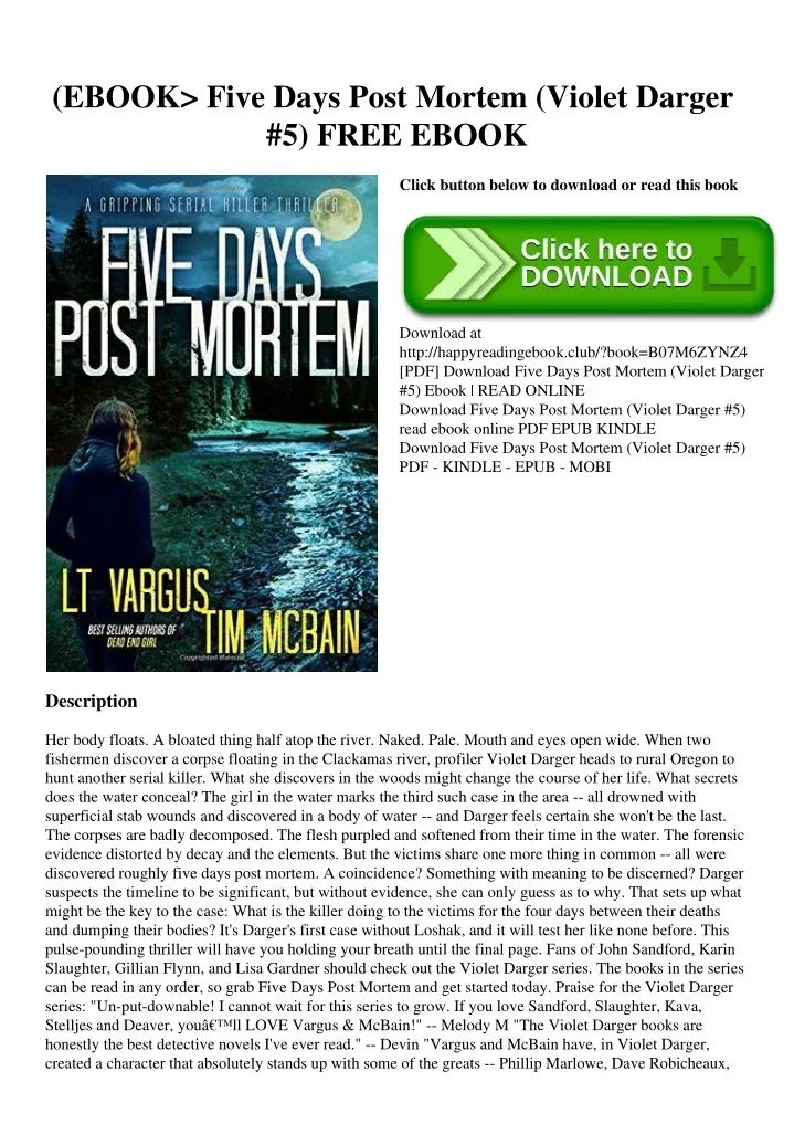 PPT - (EBOOK Five Days Post Mortem (Violet Darger #5) FREE EBOOK ...