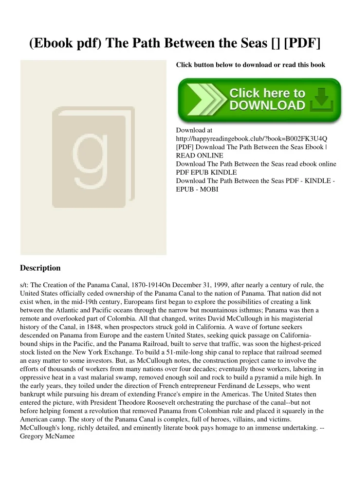 PPT - (Ebook pdf) The Path Between the Seas [DOWNLOADPDF] [PDF ...