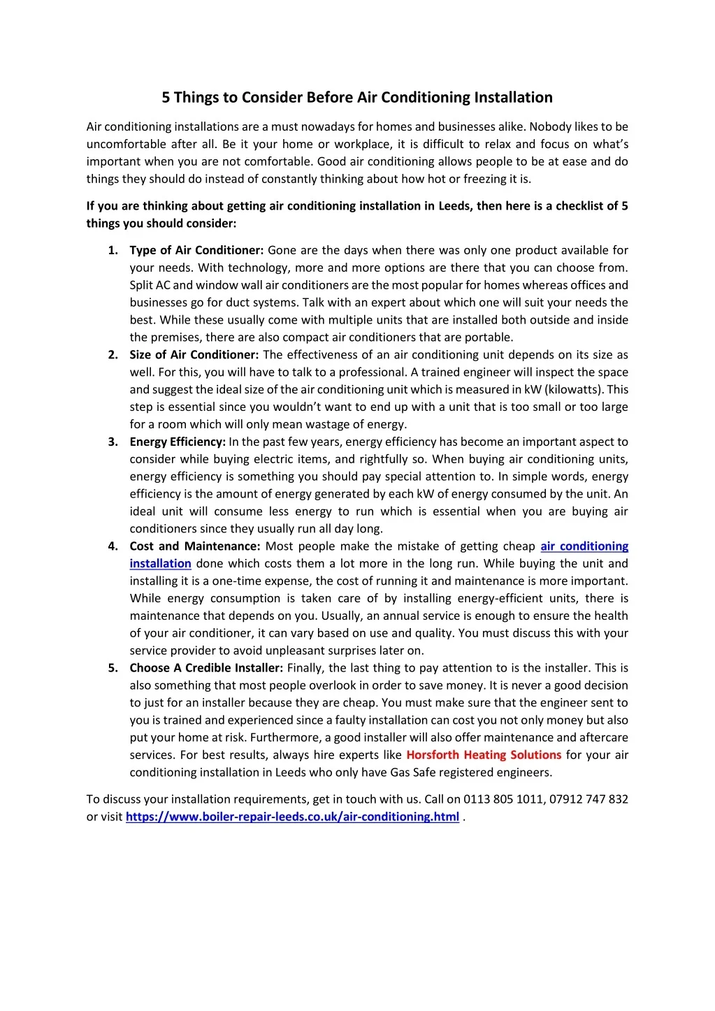 PPT - Things to Consider Before Air Conditioning Installation ...